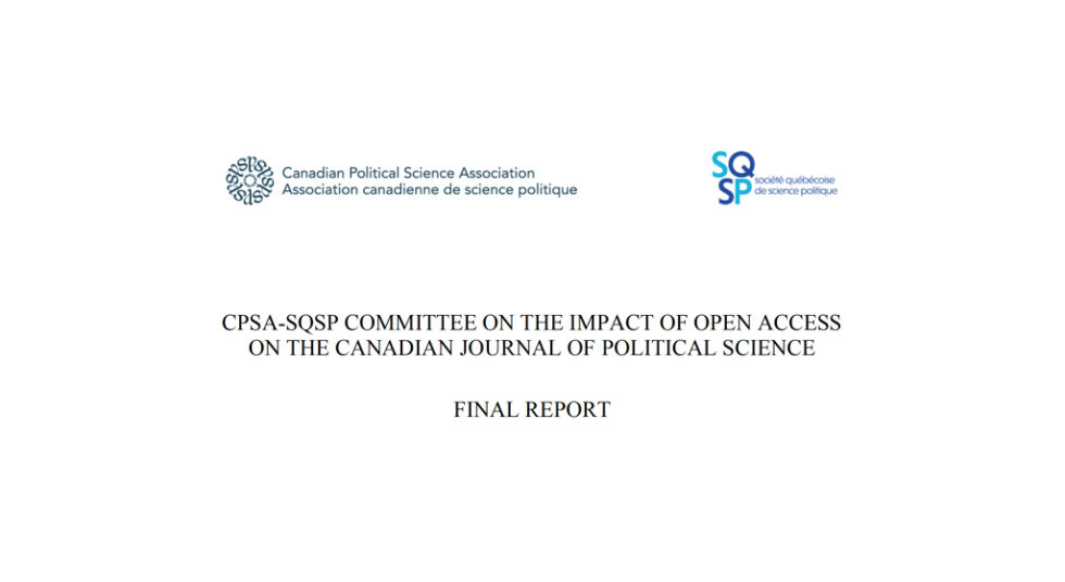 CPSA-SQSP Committee On The Impact Of Open Access On The Canadian ...
